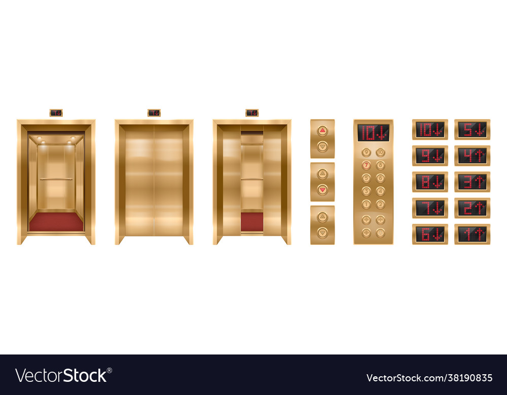 Luxury elevator elements collection Royalty Free Vector