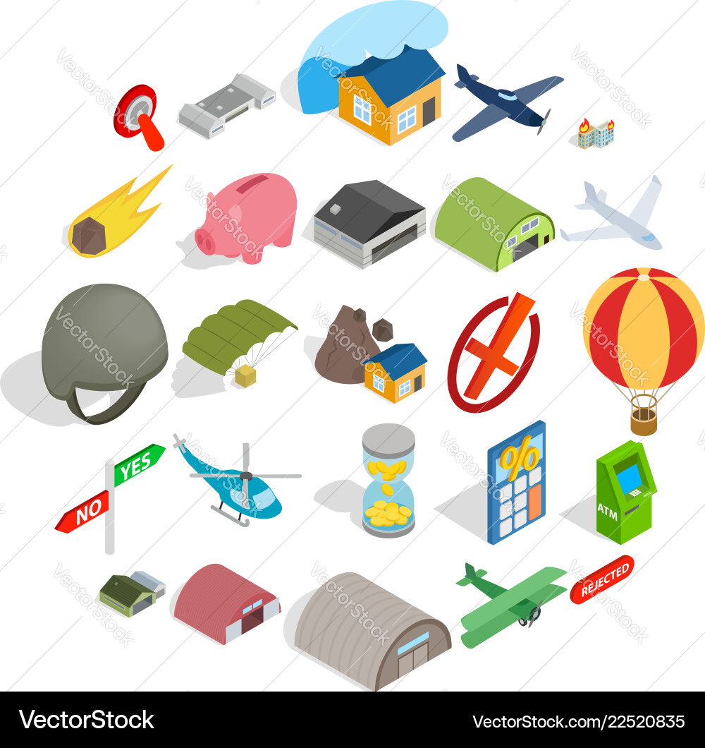 Military training icons set isometric style Vector Image
