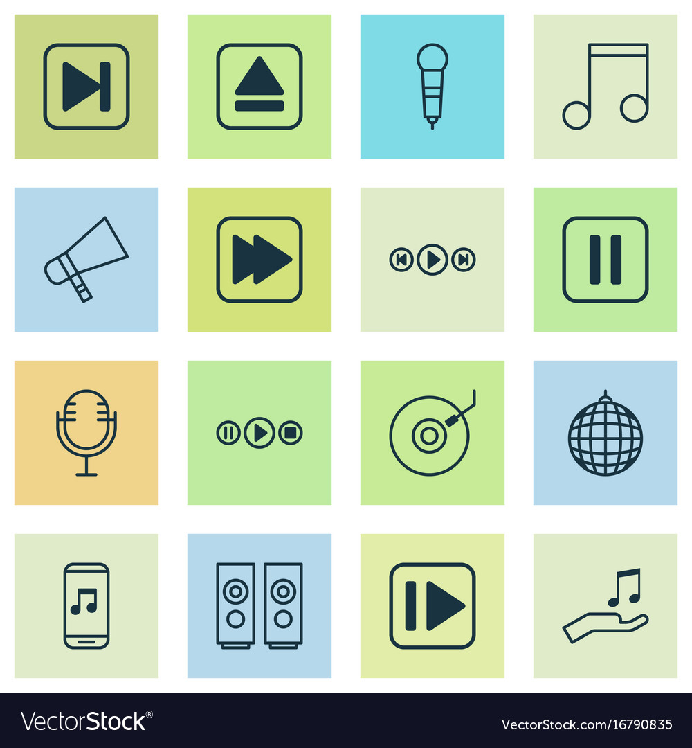 Multimedia icons set collection of sound box Vector Image