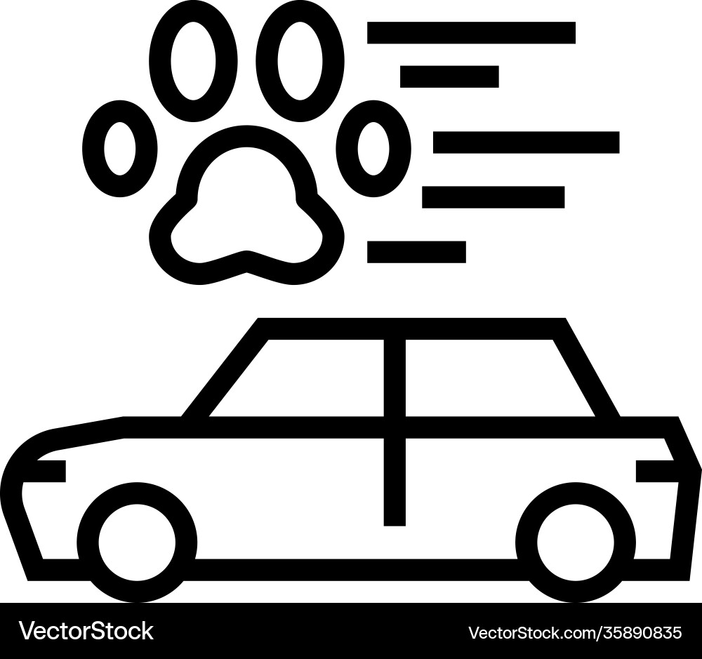 Pet transportation in car line icon Royalty Free Vector