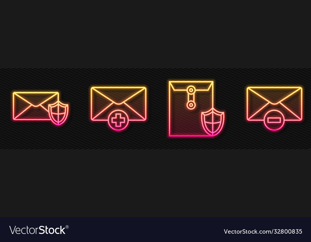 Set line envelope with shield envelope Royalty Free Vector Set line envelope with shield envelope Royalty Free Vector