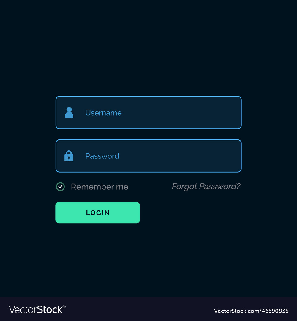 Stylish dark login form template ui design Vector Image Stylish dark login form template ui design Vector Image