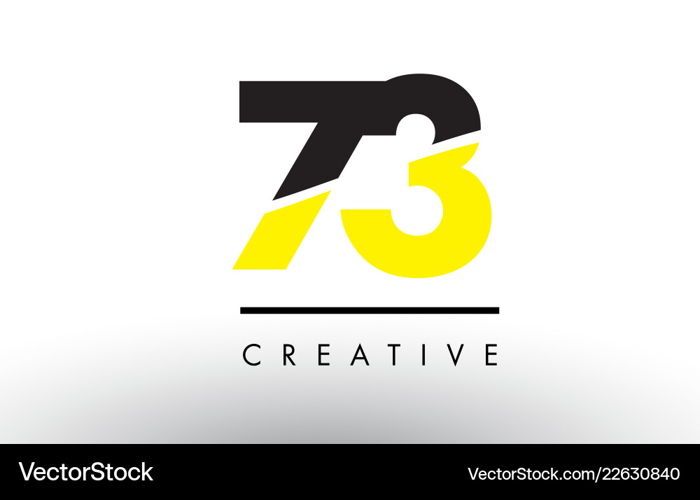 73 black and yellow number logo design Royalty Free Vector