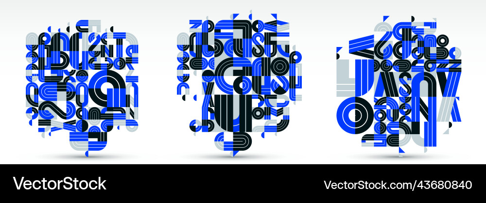 Abstract modern trendy designs set blue geometric Vector Image