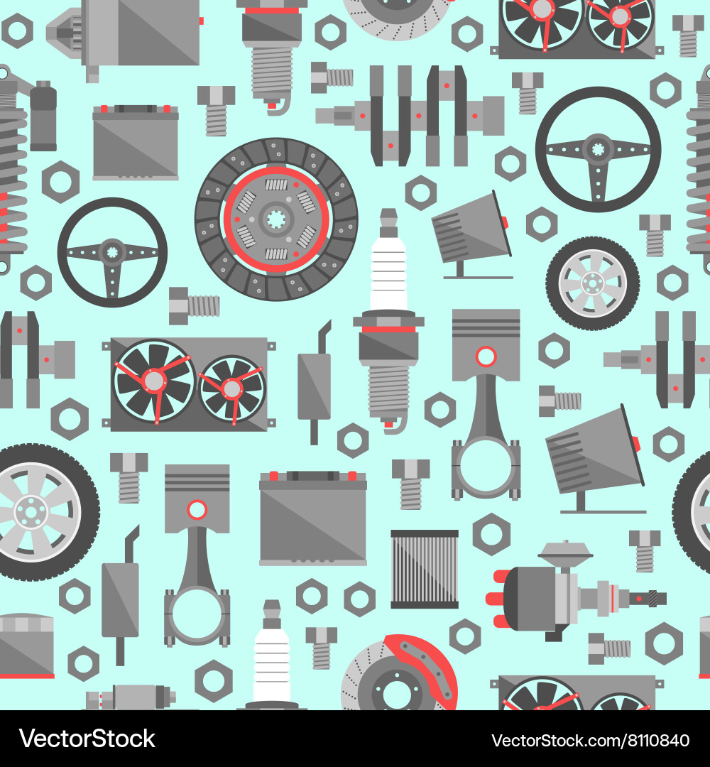 Auto spare parts seamless pattern Royalty Free Vector Image