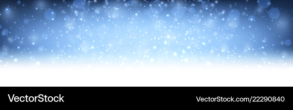 Blue shiny blurred winter banner with snow Vector Image