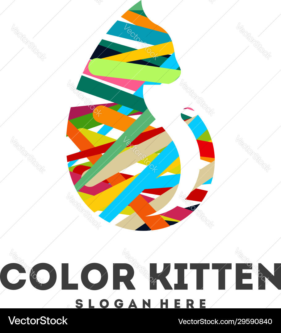 Colorful animal logo designs concept kitty Vector Image