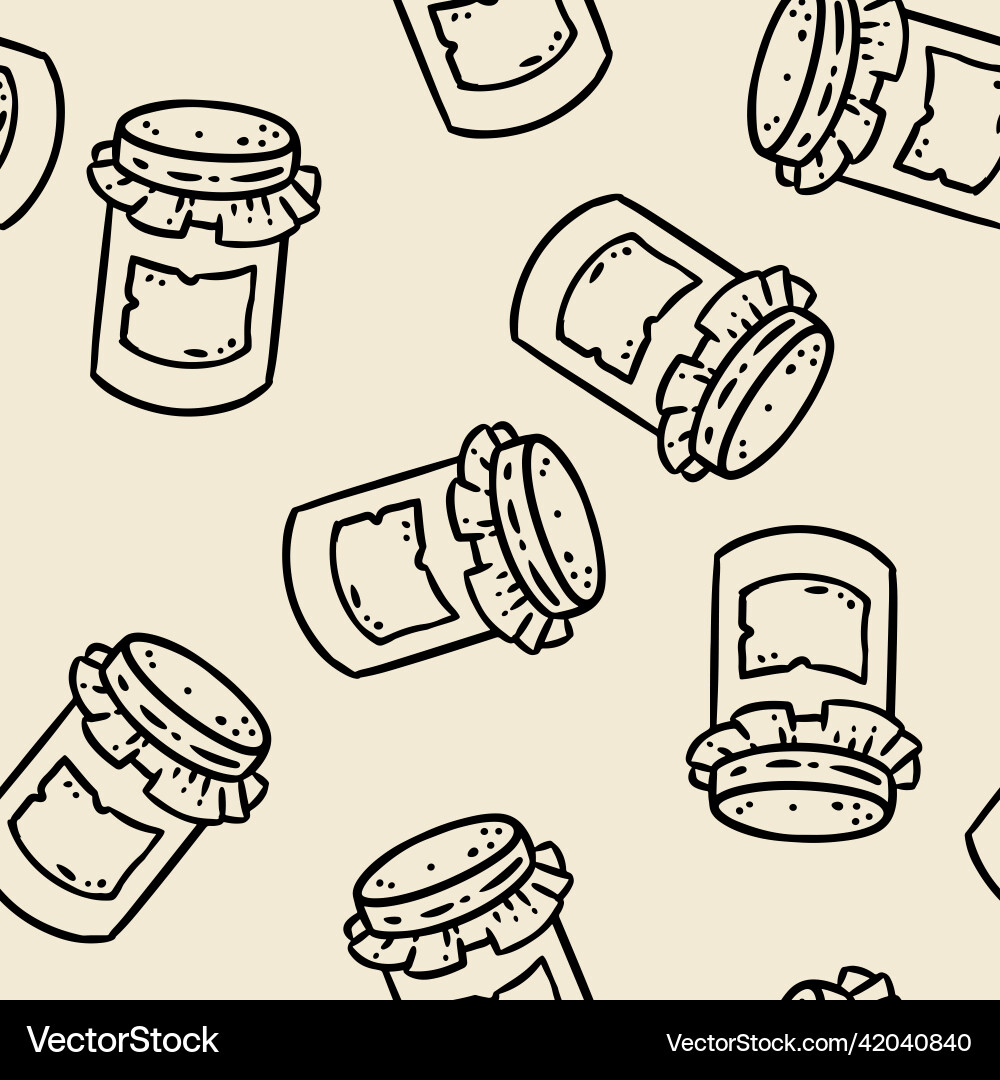 Cute cartoon jam jars doodles seamless border Vector Image