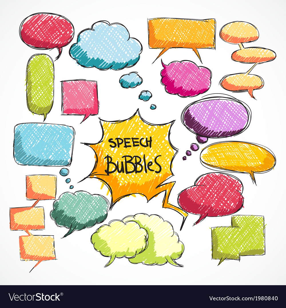 Doodle comic chat bubbles collection Royalty Free Vector