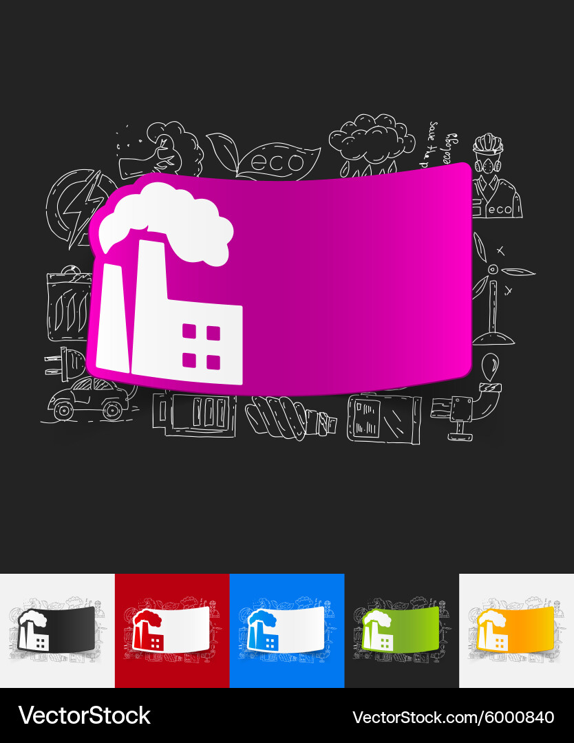 Factory pipes paper sticker with hand drawn Vector Image