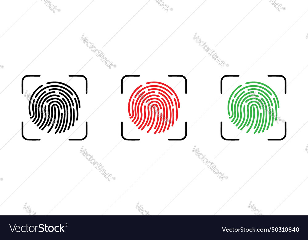 Fingerprint icon set identity thumbprint Vector Image