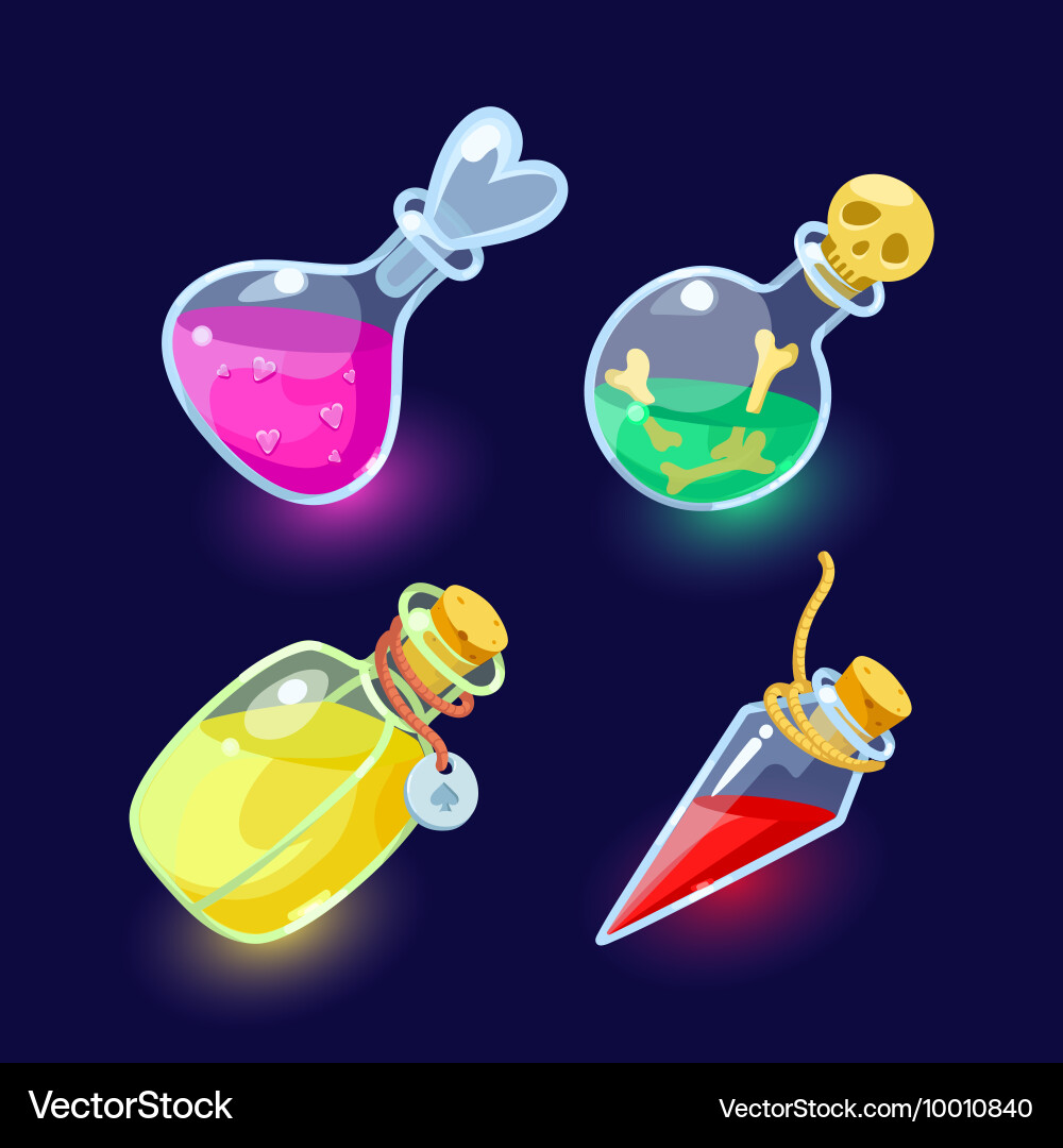 Glass flasks with colorful liquids Royalty Free Vector Image