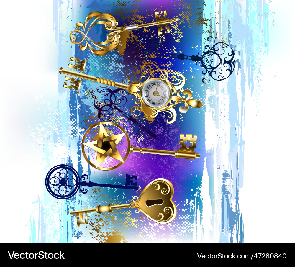 Golden keys on grunge background Royalty Free Vector Image