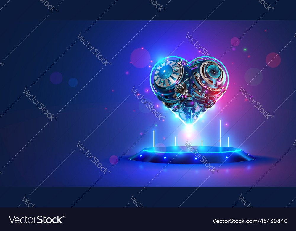 Love heart in technology style tech computer Vector Image