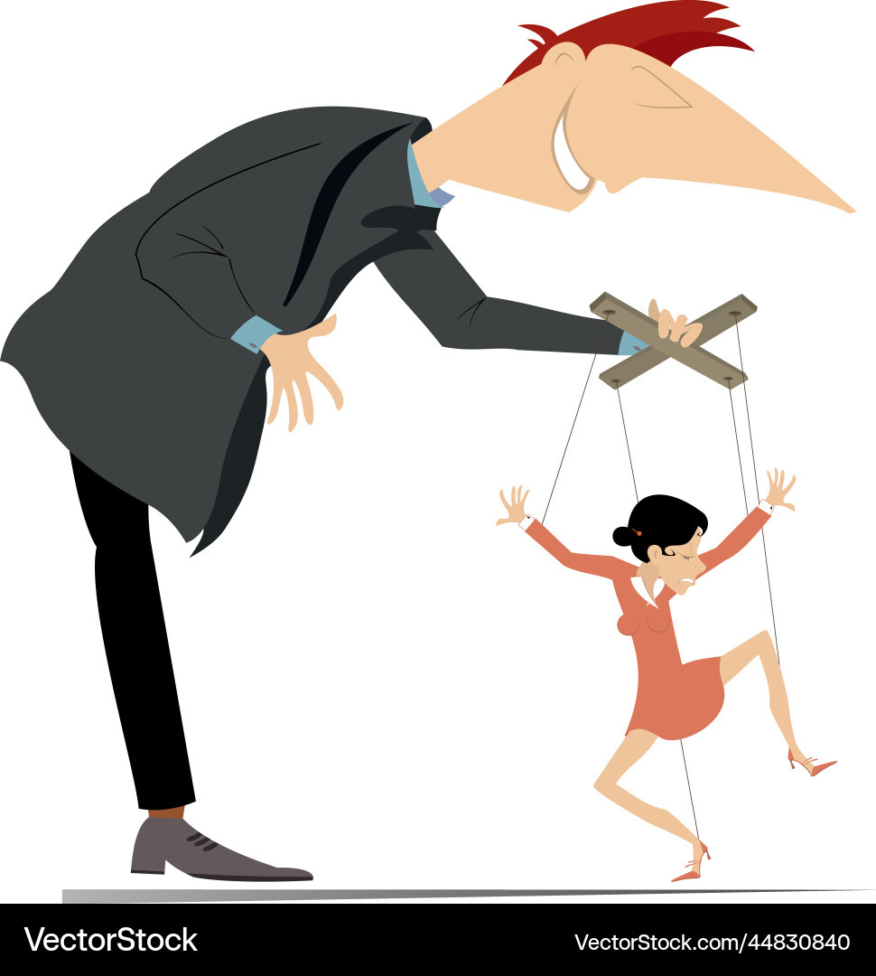 Man and puppet woman concept Royalty Free Vector Image