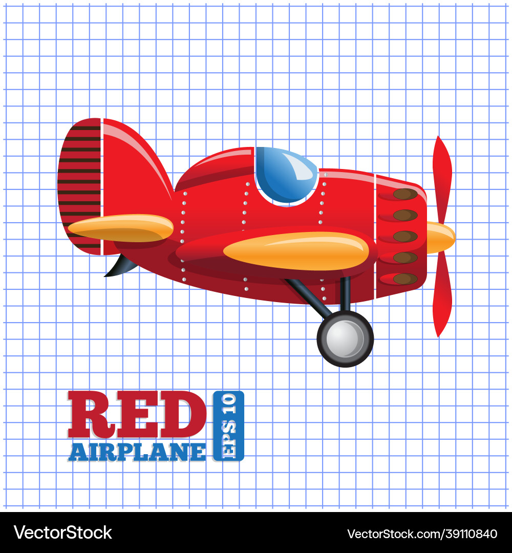 Red airplane on a background in a cage Royalty Free Vector