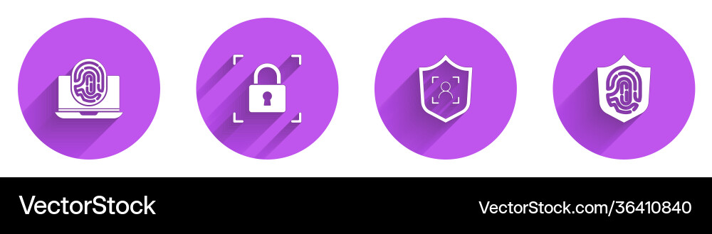 Set laptop with fingerprint fingerprint lock Vector Image