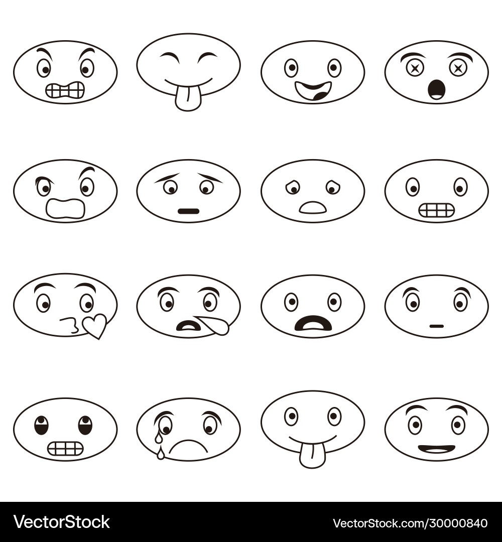 Various character face icons contains like Vector Image
