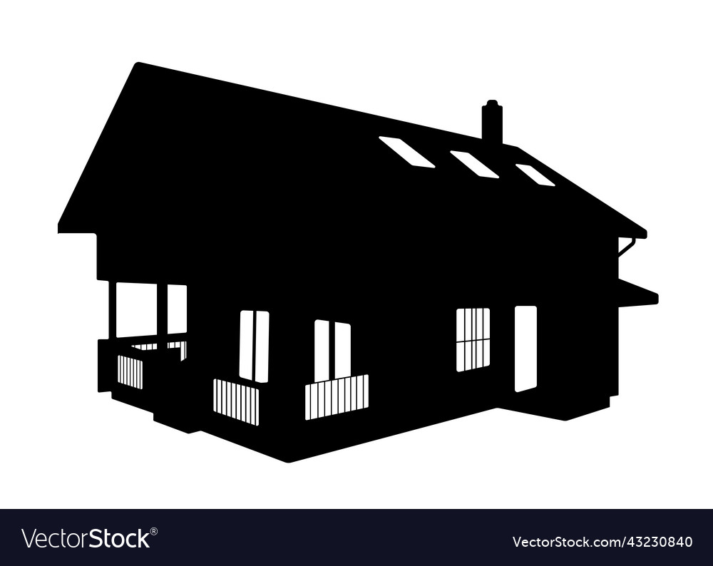 Wooden house silhouette shack chalet house Vector Image