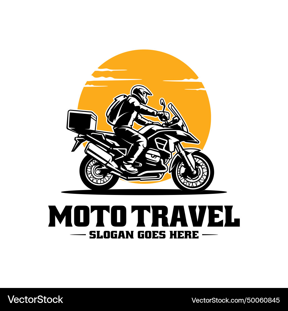 Adventure motorcycle traveling logo Royalty Free Vector