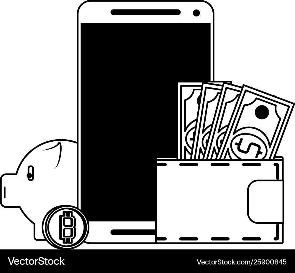 Bitcoin cryptocurrency online payment symbols Vector Image