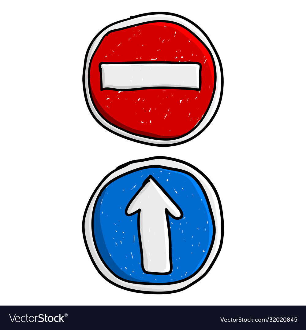 Doodle road signs set hand-drawn traffic Vector Image Doodle road signs set hand-drawn traffic Vector Image