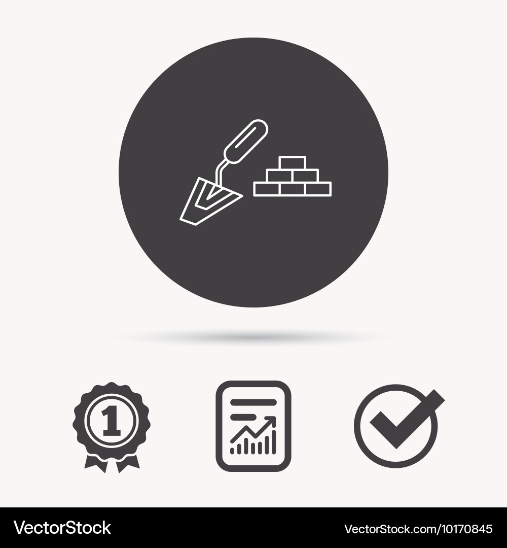 Finishing icon spatula with bricks sign Royalty Free Vector