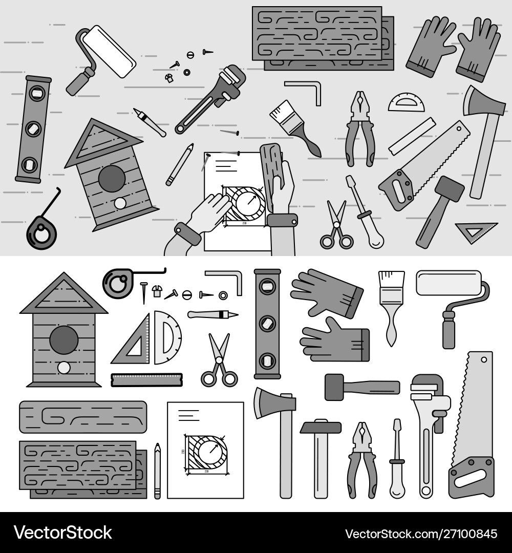 Handmade with wood line monochrome Royalty Free Vector Image