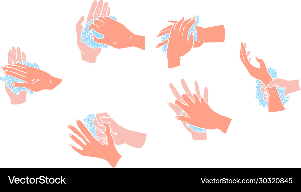How to hand wash and step for clean Royalty Free Vector