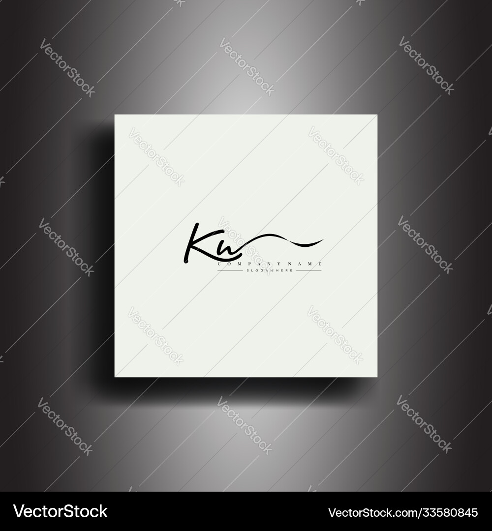 Kn signature style monogramcalligraphic lettering Vector Image