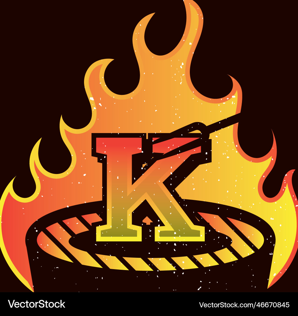 Letter k logo barbecue logo with bbq logotype Vector Image