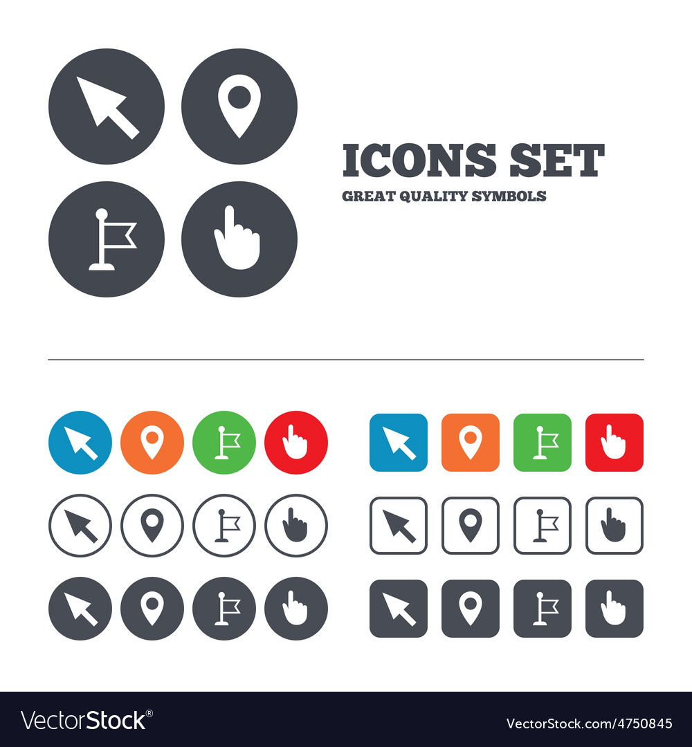 Mouse cursor icon hand or flag pointer symbols Vector Image