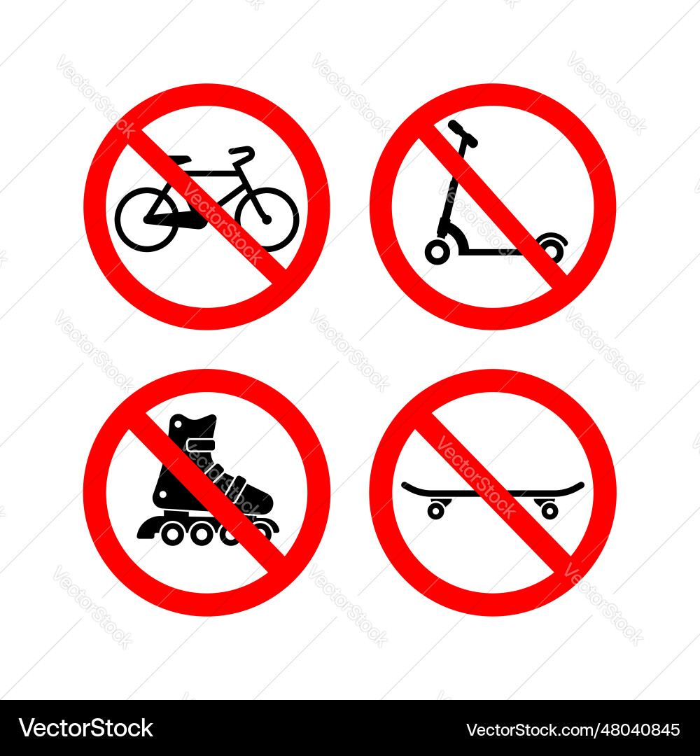 No bikes skates scooters skateboards allowed Vector Image
