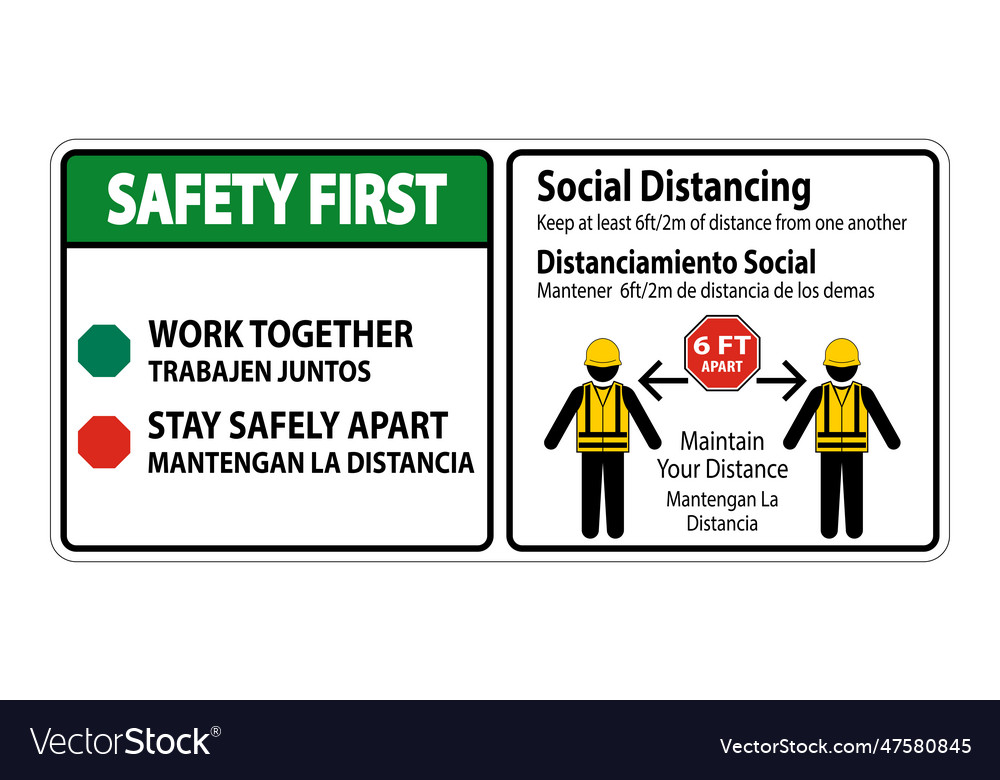 Safety first bilingual social distancing Vector Image