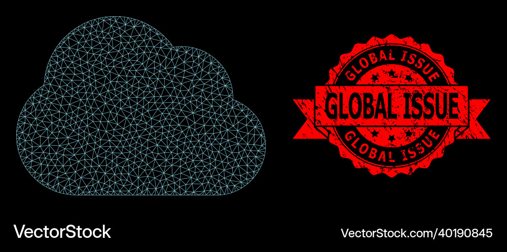 Scratched global issue stamp seal and polygonal Vector Image