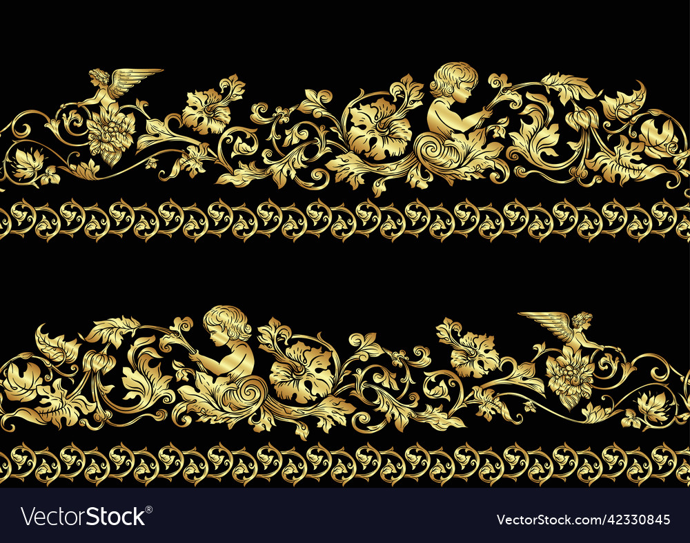 Seamless pattern background in baroque rococo Vector Image