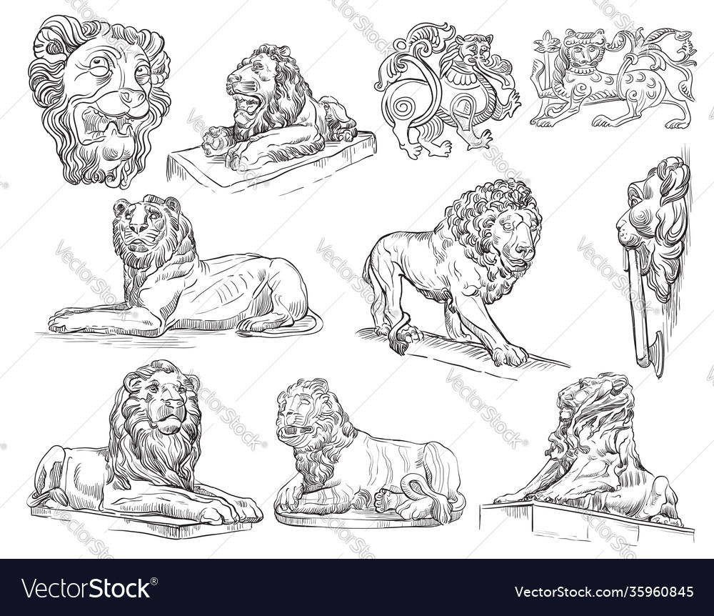 Set decorative architectural elements stone Vector Image