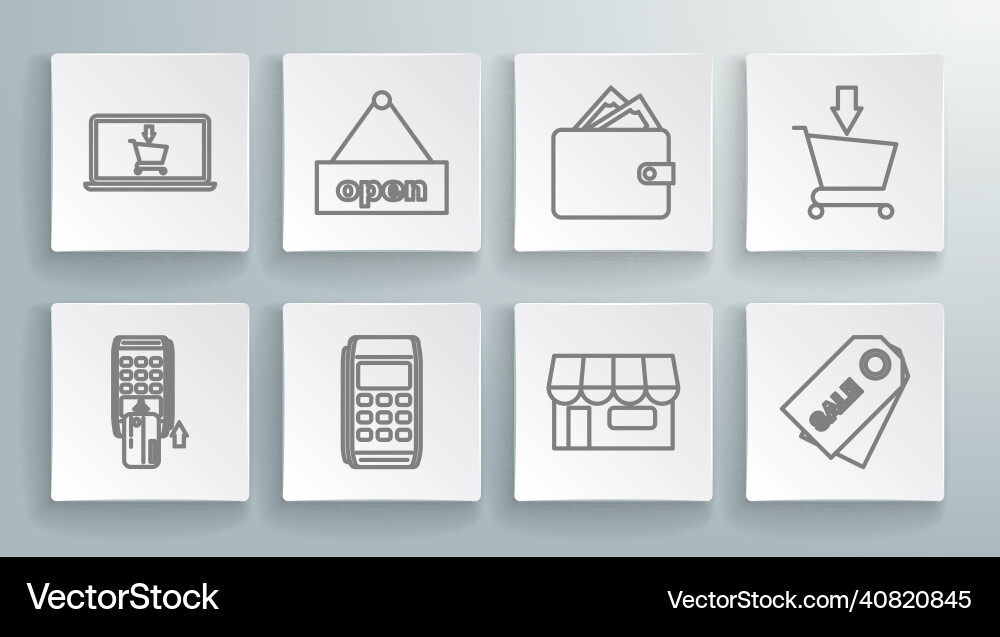 Set line pos terminal with inserted credit card Vector Image