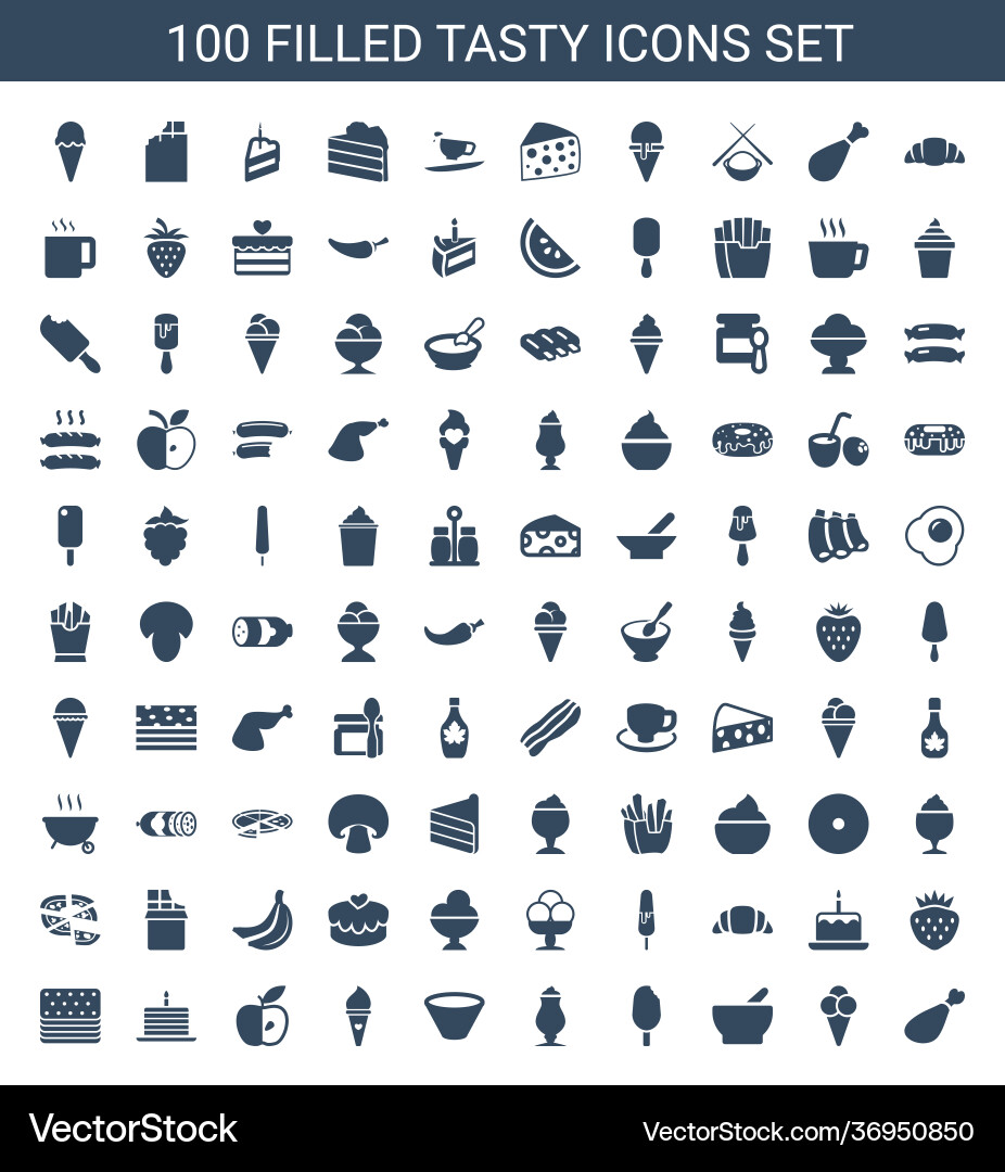 100 tasty icons Royalty Free Vector Image - VectorStock