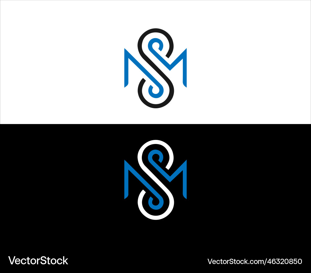 Abstract sm and ms letter initial logo Royalty Free Vector