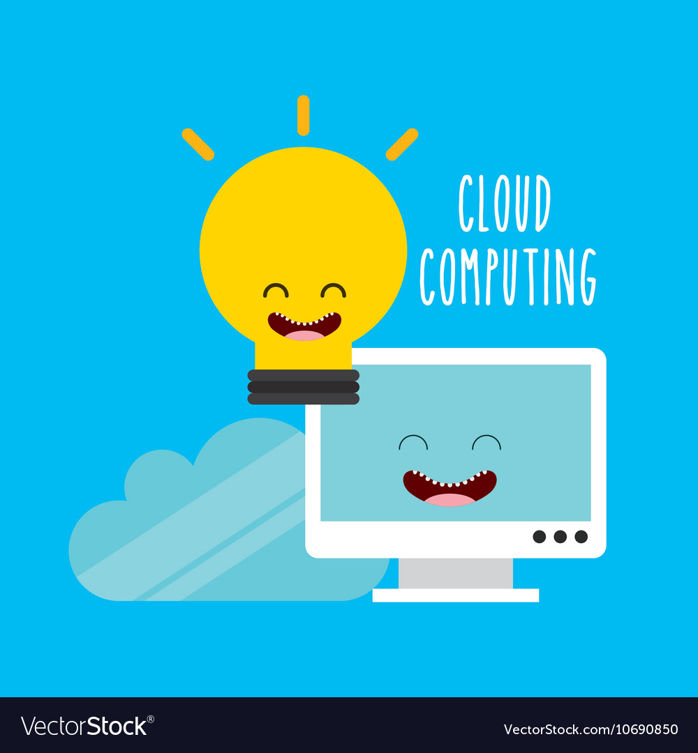 Cloud computing character icon Royalty Free Vector Image