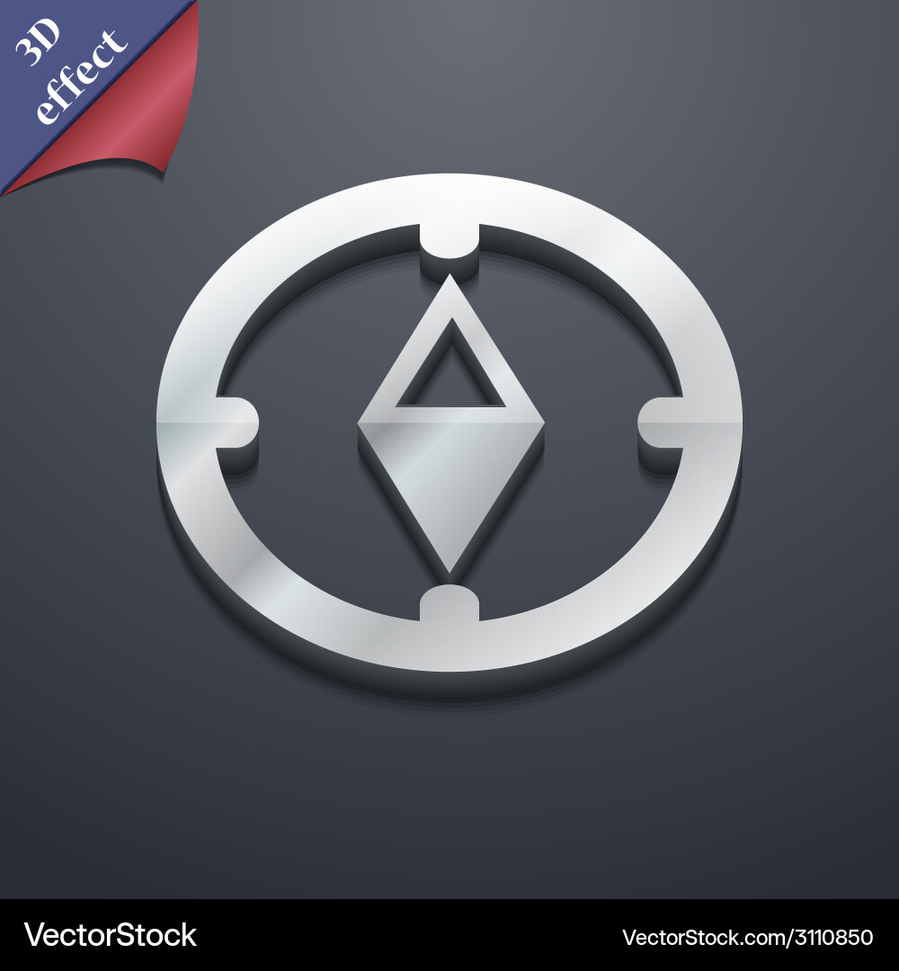 Compass icon symbol 3d style trendy modern design Vector Image