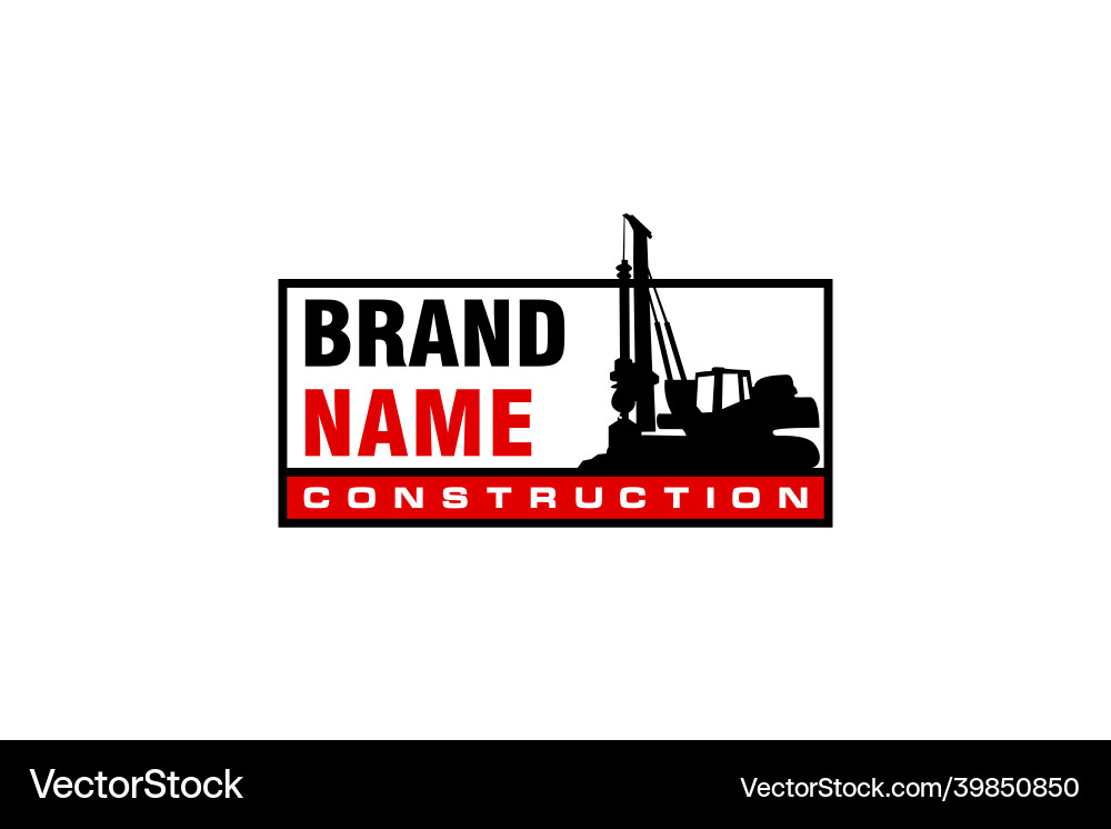 Contractor trench digger and drilling rig logo Vector Image