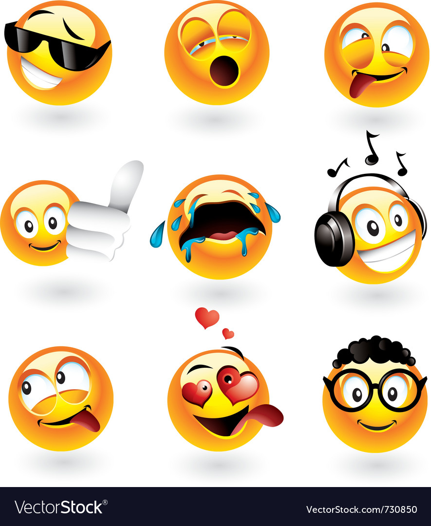 Emoticons set Royalty Free Vector Image - VectorStock