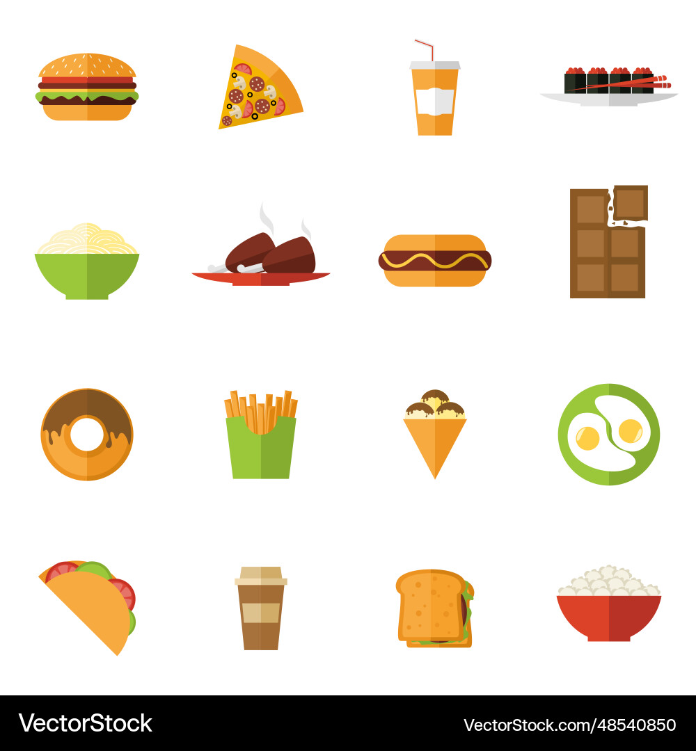Fast food icons set Royalty Free Vector Image - VectorStock