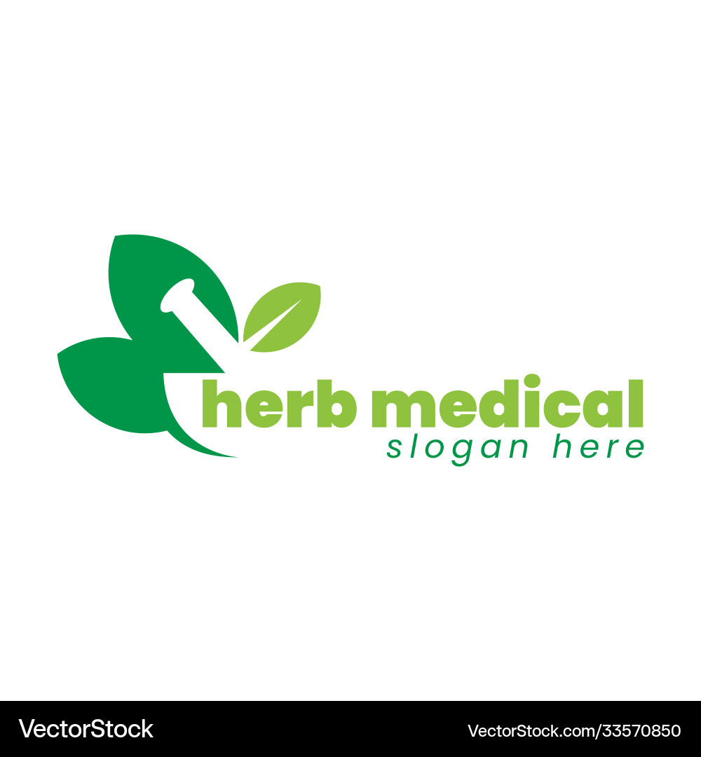 Green herb medical logo template Royalty Free Vector Image