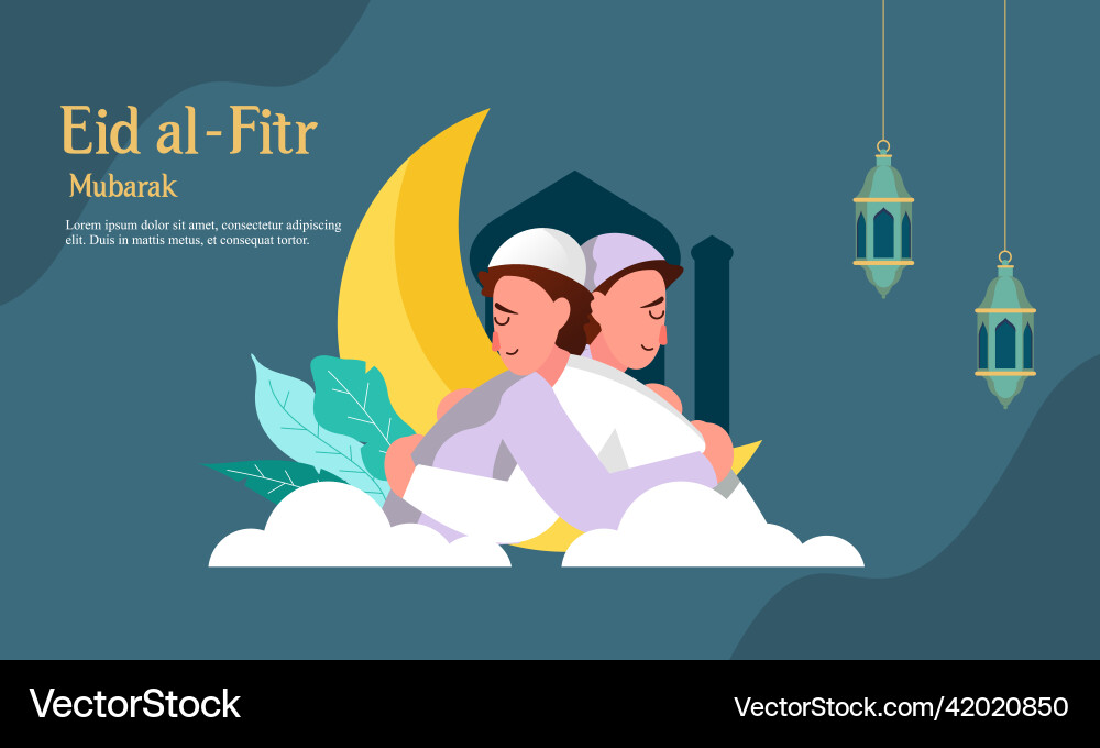 Happy eid mubarak ramadan mubarak greeting Vector Image