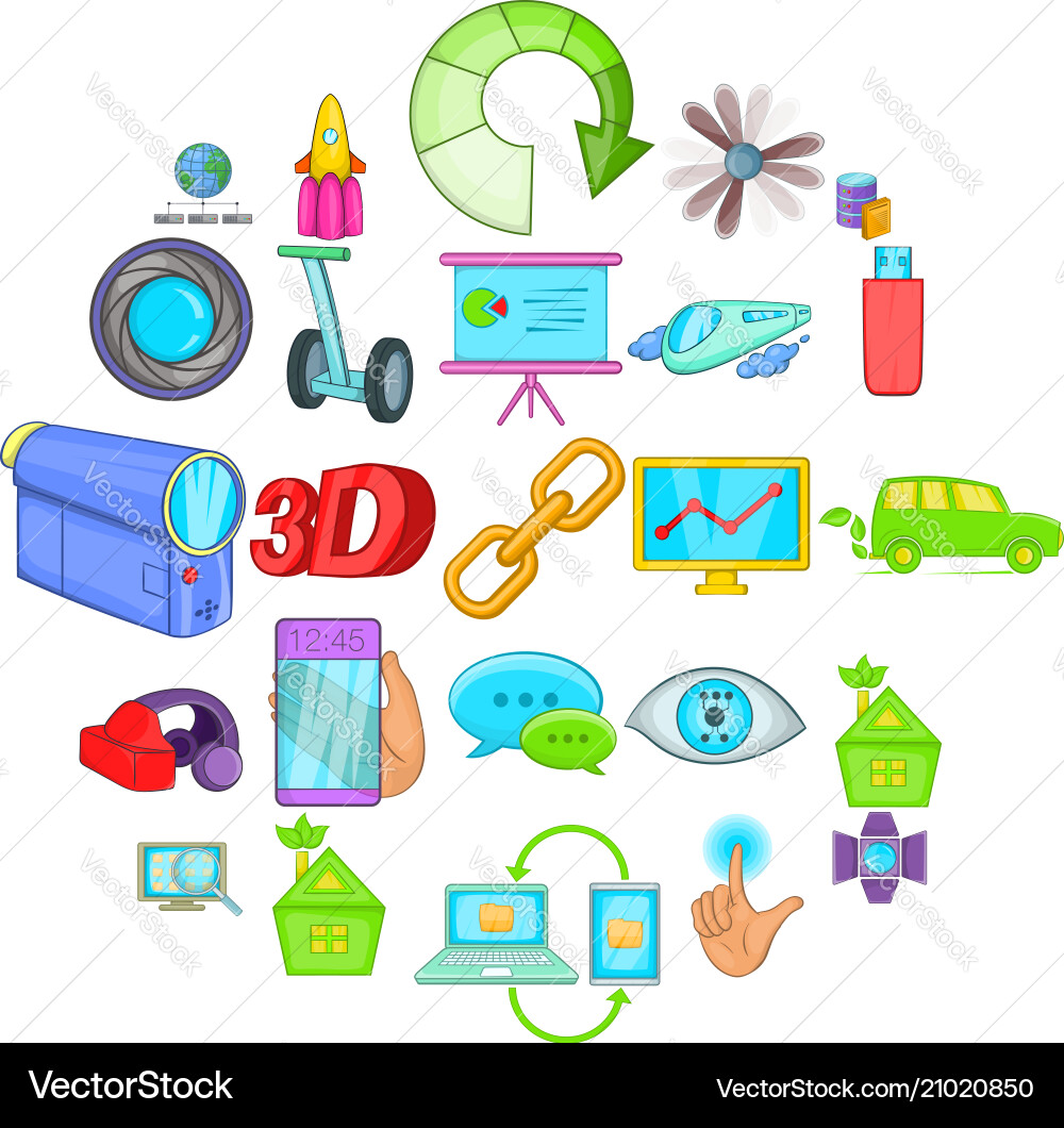 Introduction icons set cartoon style Royalty Free Vector