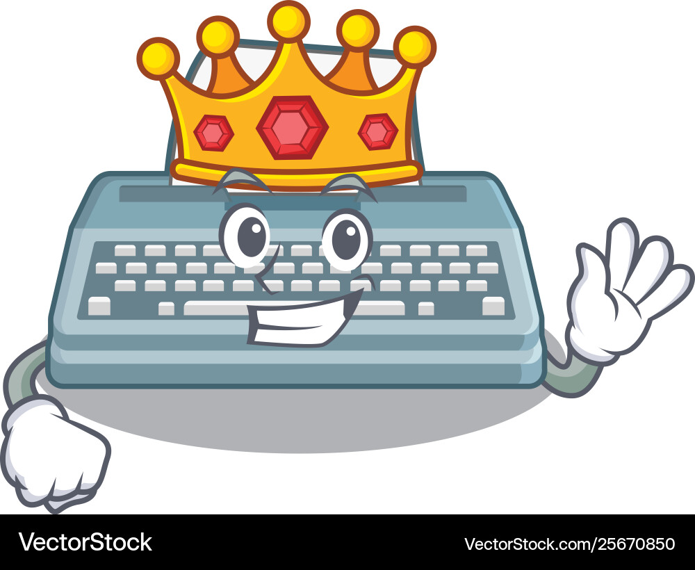 King typewriter in a mascot closet Royalty Free Vector Image