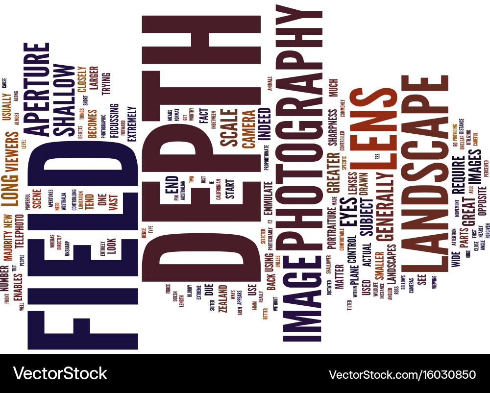 Landscape photography depth field text Royalty Free Vector